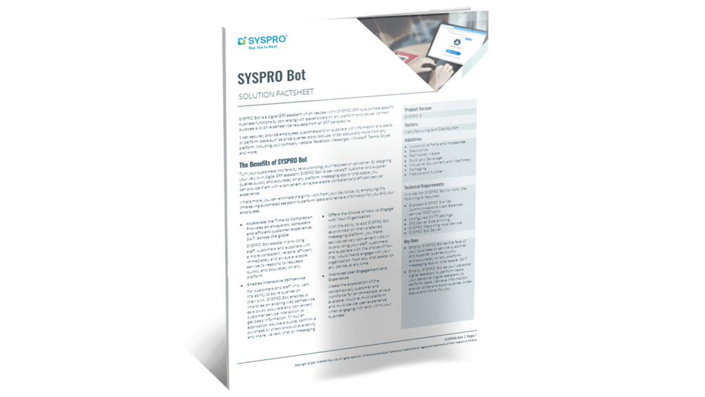 SYSPRO Ken the Bot Factsheet | SYSPRO ERP Software