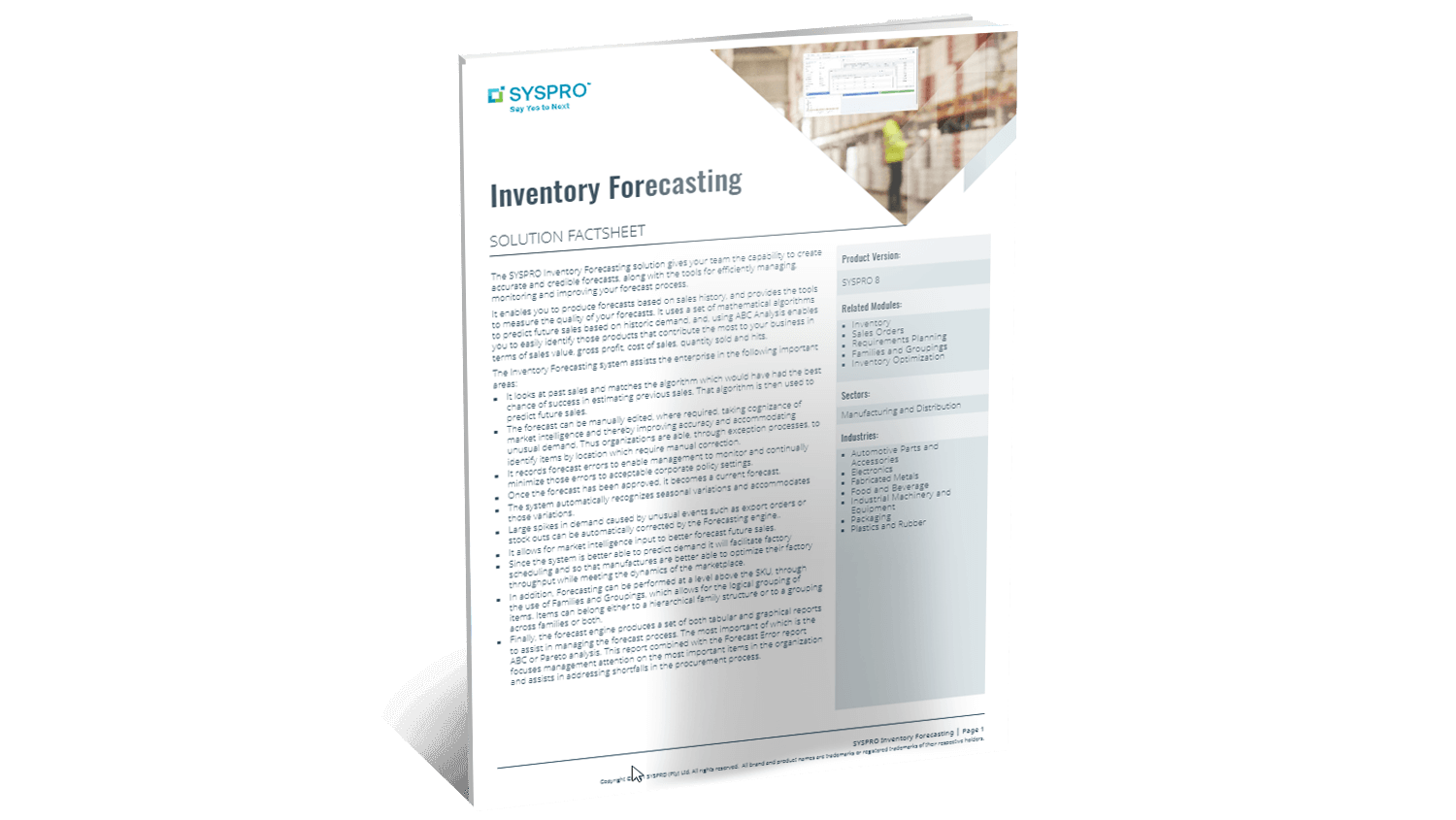 Inventory Forecasting Module | Factsheet | ERP System