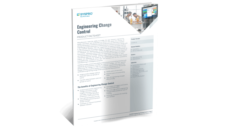 Engineering Change Control | Factsheet | SYSPRO ERP Software Module