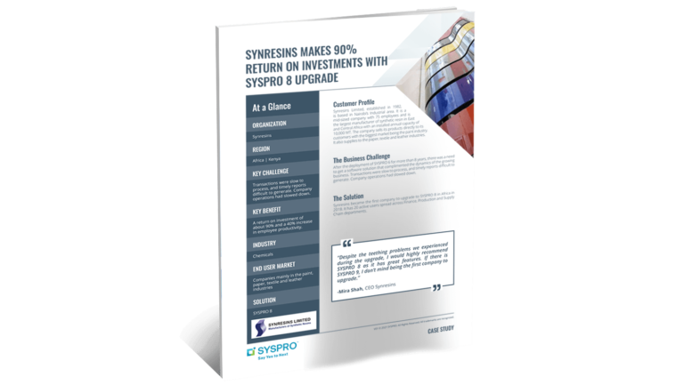 Synresins | ERP Case Study - Software Solution | SYSPRO 8